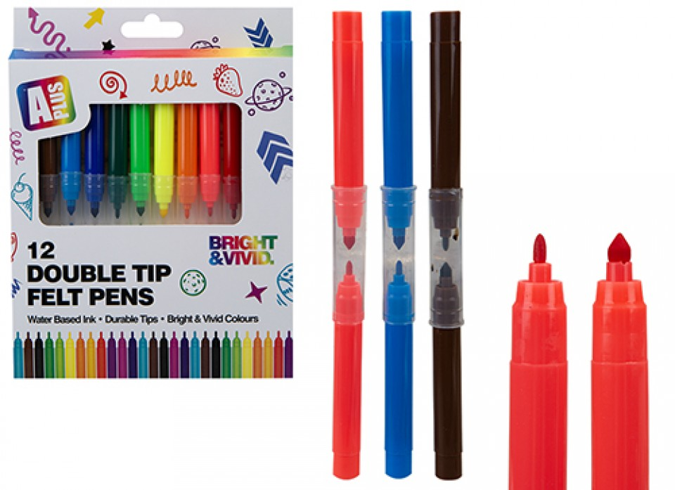 Double Tip Pens Pack Of 12 | Water Based Ink – Goodiz