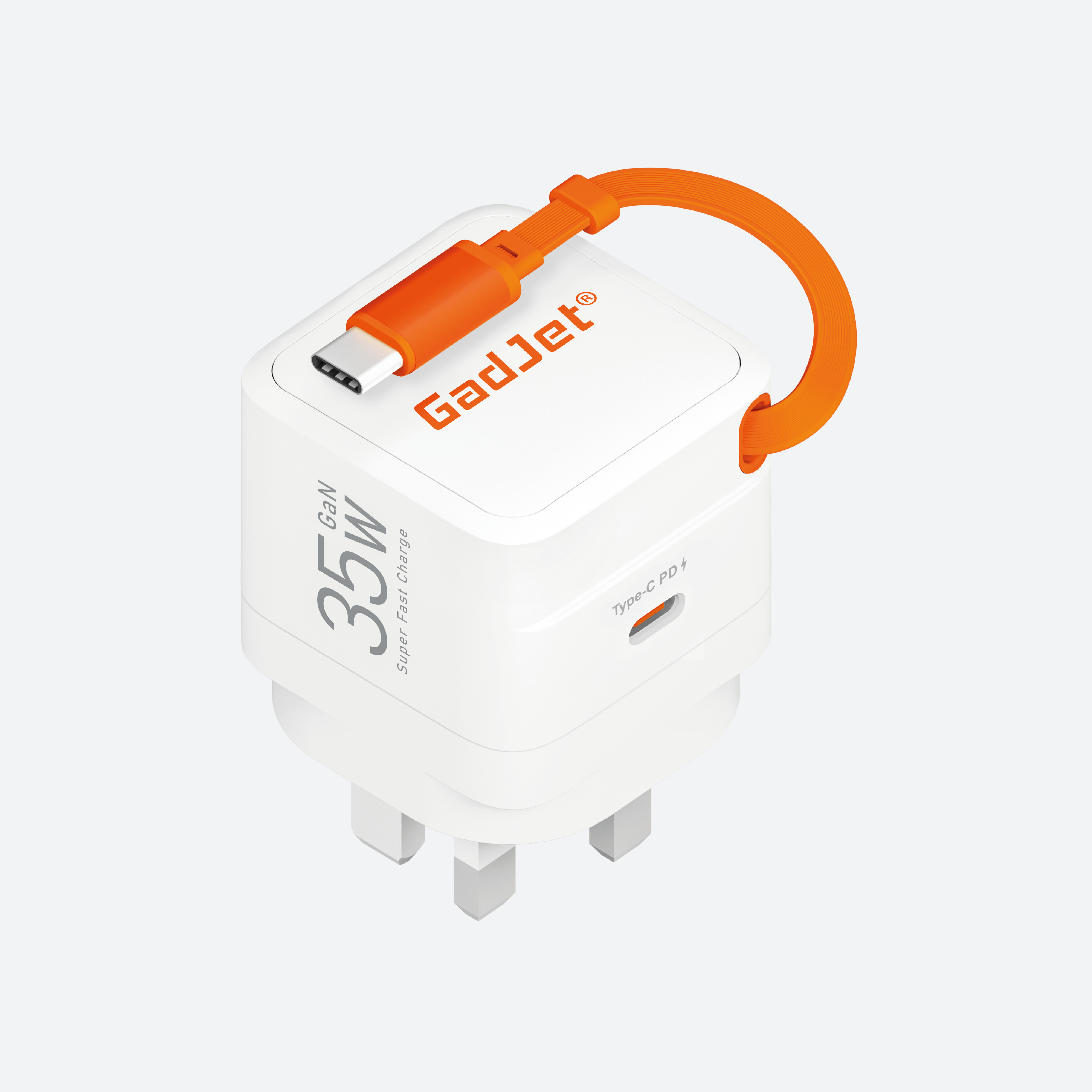 GadJet 35W GaN Super Fast Power Adapter with Built-in Retractable Type ...